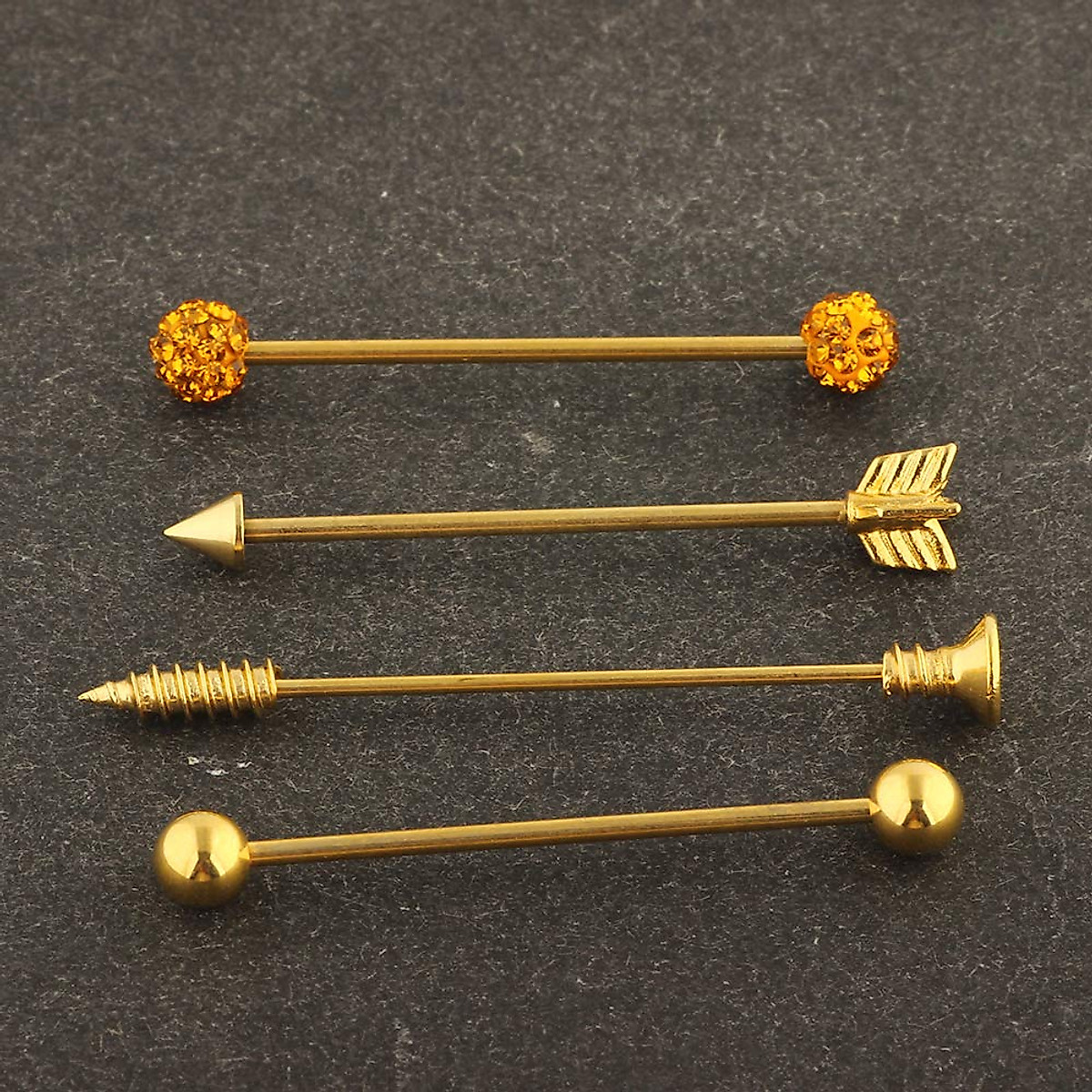 TIANCI FBYJS 4pcs 14G Industrial Barbell Cartilage Earring Body Piercing Jewelry (4pcs gold color)…
