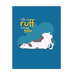The Best Card Company Big Miss You Greeting Card 8.5 x 11 Inch with Envelope (1 Pack) Jumbo Thinking of You, Just Because Ruff Without You J6586CMYG