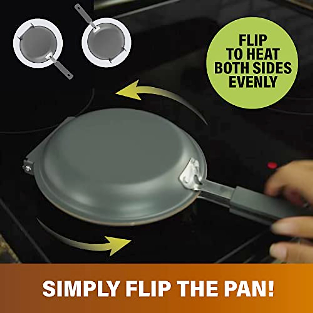Gotham Steel Double Pan, The Perfect Pancake Maker – Nonstick Copper Easy to Flip Pan, Double Sided Frying Pan for Fluffy Pancakes, Omelets, Frittatas & More! Pancake Pan Dishwasher Safe Large
