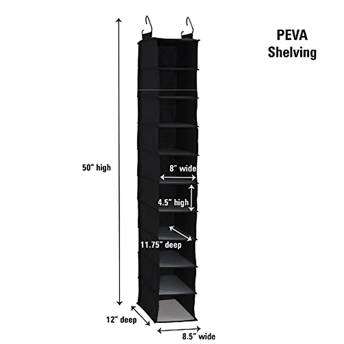 Household Essentials Black 10 Shelf Hanging Closet Organizer