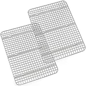 Cooling Rack Set of 2, E-far 1/2 Sheet Baking Racks for Oven Cooking Roasting Grilling, Stainless Steel 16.6” x 11.6” Wire Rack for Cookie Cake Bacon Meat Resting, Non-toxic Metal & Dishwasher Safe