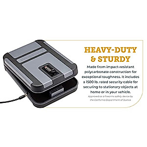 SnapSafe Treklite Combination Lock Box - Polycarbonate Portable and Lightweight Gun Lock Box - with Keyed Lock and Foam Lining - Ideal for Travel, TSA Approved - XL, Black, 10 x 7 x 2 Inches