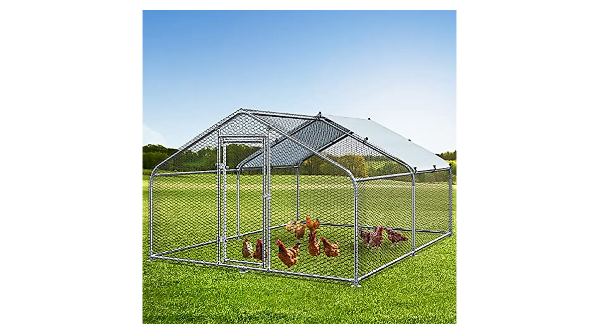 YITAHOME Large Metal Chicken Coop Walk-in Poultry Cage Hen Run House ...