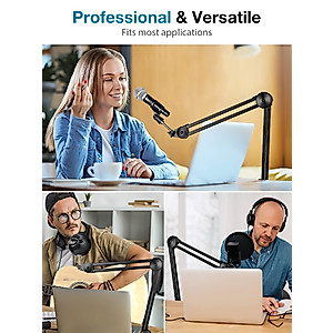 InnoGear Microphone Arm Stand, Heavy Duty Mic Arm Microphone Stand Suspension Scissor Boom Stands with Mic Clip and Cable Ties for Blue Yeti Snowball Hyper X QuadCast SoloCast Fifine Gaming (Medium)