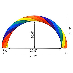 Happybuy Inflatable Rainbow Arch 26ftx10ft with 110W Blower for Advertising Party Celebration Garden