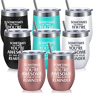 Thank You Gifts for Women Appreciation Gifts Wine Tumbler for Employee Teacher Inspirational Birthday Graduation Gift You Are Awesome/Sister with Straw Stainless Steel 12 oz (Cute Style, 8 Pcs)