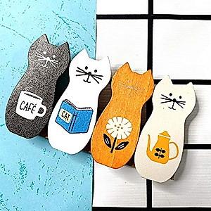 4pcs Clothes Pegs, Cute Clothespin, Natural Photo Clips, Multiufunction Wooden Clothespins, Cat Design DIY Craft Decoration
