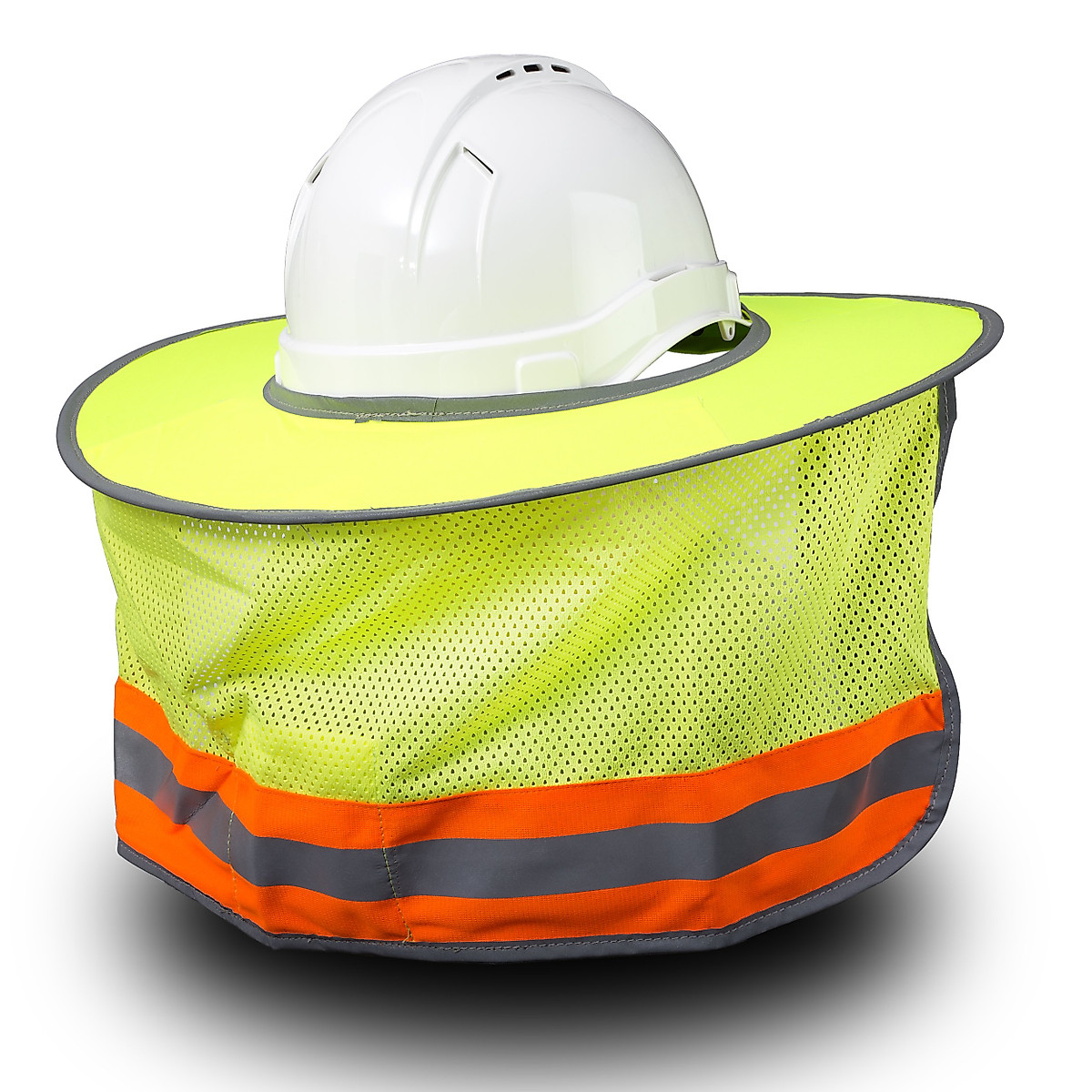 Hard Hat Sun Shield - High Visibility, Reflective, Full Brim Mesh Sun Shade Protection, Hard Hat Shade, Neck Shade, Hardhat Accessory (Yellow/Lime)