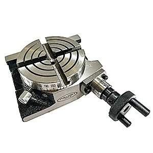 3" inches (75mm) 4 slots Horizontal and Vertical (H/V) Rotary Table with 65mm 3 Jaws Self Centering Chuck with Back Plate and T-nuts for Milling Engineering Tools