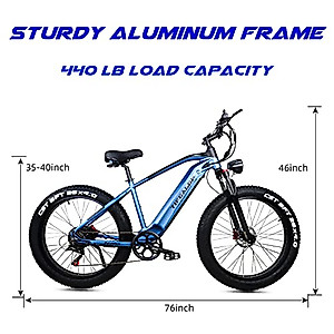 tifgalop Adult Electric Bike, 1000W Motor, Speed max 33 MPH, 48V 18Ah Removable Lithium Battery, 26'' Fat tire Electric Bike Snow Beach Electric Bike 7 Speed