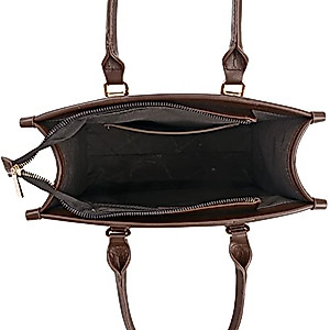 DAVID JONES Paris Fashion Checker Print Handbag Women Office Casual Party Tote Bag - Brown