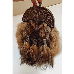 Scottish Kilt Full Dress Sporran Stag Cantel Sporran Antique Unique Stag.471 (Enamel Stag Fox Fur)