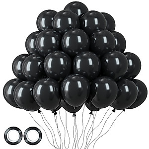 Voircoloria 105pcs Black Balloons 12inch Party Latex Balloons for Birthday Graduation Baby Shower Anniversary New Year Holiday Party Decorations