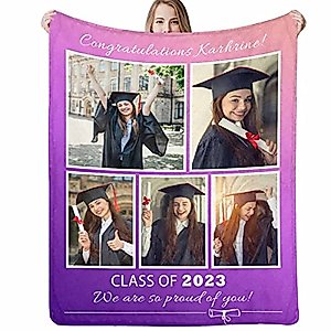 Graduation Gifts Blanket,Custom Picture Blanket with Name Photo, Graduation Gifts for Her Him, Cool 2023 Graduation Gifts, College Graduation Gifts for Her, Graduation Gifts 2023 High School Blanket