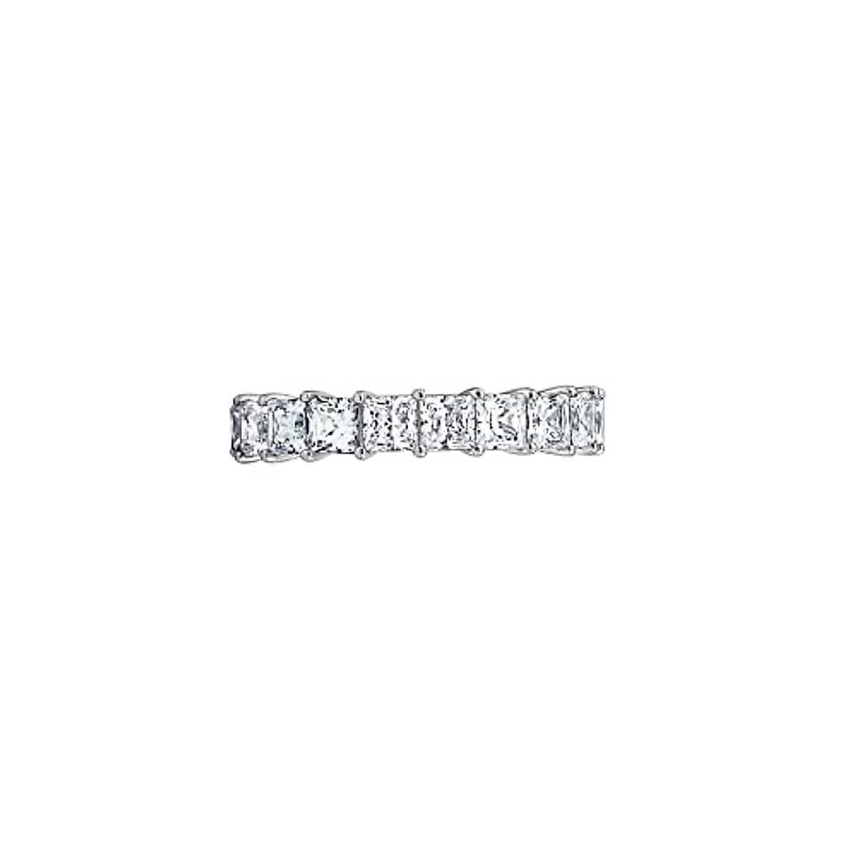 Amazon Essentials Platinum Plated Sterling Silver Ring set with Princess Cut Infinite Elements Cubic Zirconia (7.5 cttw), Size 9, (previously Amazon Collection)