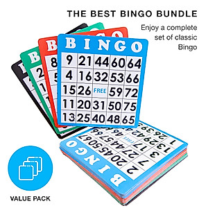 Royal Bingo Supplies Jumbo Bingo Game Set for Adults, Seniors, Family & Kids - 100 Cards 500 Chips 75 Balls, XL Roller Cage & Board
