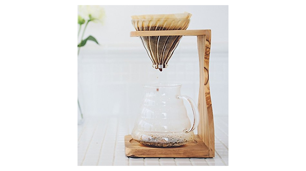 Hario V60 Olive Wood Pour Over Stand Set - Brew Better Coffee