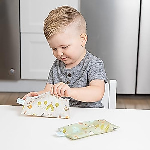 Bumkins Reusable Sandwich and Snack Bags, for Kids Lunch Bags and for Adults, Washable Fabric, Cloth Zip Bag, Dishwasher-Safe, Food-Safe, Safety Tested (4-Pack)