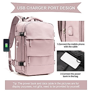 coowoz Large Travel Backpack For Women Men,Carry On Backpack Flight Approved,Hiking Backpack Waterproof Outdoor Rucksack Casual Daypack Fit 15.6 Inch Laptop Shoes Compartment (Pink Purple-L)