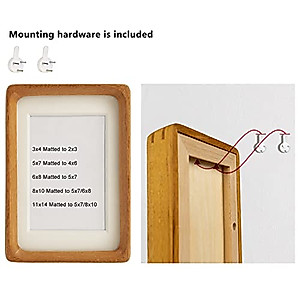 Natural Wood Photo Frames Inspired Tabletop Picture Frame with Mat, Vertical or Horizontal Display (Teak, 4x6 matted to 3x5)