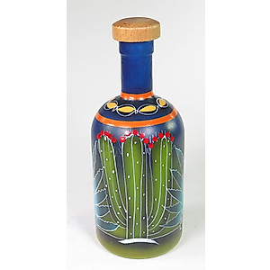 Mexican Shot Glasses Tequila Making Scene, Poncho with Agave Cactus hand painted Bottle, 4 shot glasses