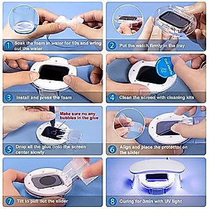 FLOKINICE Compatible for Apple Watch Series 8/7 Screen Protector 45mm, [Auto-Dispersion Tech] Full Coverage Anti-Fog Waterproof Hide Scratches Tempered Glass for iWatch Series 7 8 45mm - 2 Pack