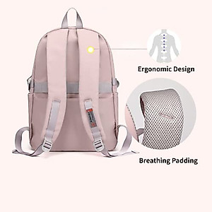 Aesthetic Laptop Backpack Kawaii Backpack Back to School Anti Theft Slim Durable Backpack with Large Capacity (Pink)