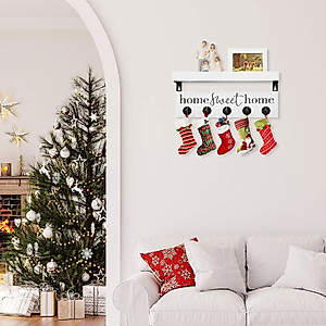 FIPUTE Christmas Stocking Holder for Wall Hanging, Wooden Stocking Hangers for Wall, Christmas Stocking Hook Decoration, Christmas Fireplace Mantel Decorations, (14" x 6.3" x 3.9") White
