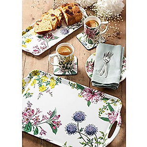 Pimpernel Stafford Blooms Large Handled Tray | Serving Tray for Lunch, Coffee, or Breakfast | Made of Melamine for Indoor and Outdoor use | Measures 18.9" x 11.6" | Dishwasher Safe