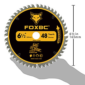 FOXBC 6-1/2" Track Saw Blade 48T Replacement for Makita Plunge Circular Saw, DeWalt Tracksaw, Wen CT1065