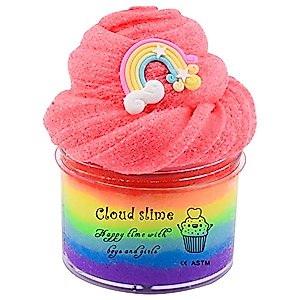 Rainbow Scented Slime, Soft and Non-Sticky, Stress Relief Toy for Girls and Boys, Colorful Cloud for Kids Easter Party Favor