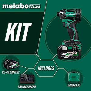 Metabo HPT 36V MultiVolt™ Cordless Triple Hammer BOLT Impact Driver Kit | 1/4-Inch Keyless | 5 Speed Modes | 3 LED Lights | Up to 1,903 in-lbs of Torque | IP56 Rated | Lifetime Tool Warranty | WH36DC