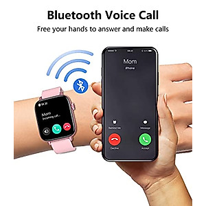 Smart Watch for Men Women, 1.9'' HD Touch Screen Fitness Tracker with Bluetooth Call Answer/Dail, IP67 Waterproof Smart Watch for Android iPhone with Heart Rate Blood Pressure Pink