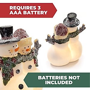 VP Home Christmas Snowman Decor Christmas Figurines Resin Snowman Lighted Decorations Indoor Glowing Snowman Couple LED Holiday Light Up Snowman Indoor Festive Fiber Optic Decorations