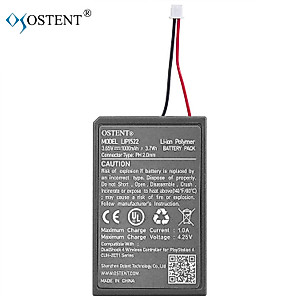 OSTENT 1000mAh 3.65V 3.7Wh Rechargeable Li-ion Battery Pack Replacement for Sony PS4 Pro/Slim CUH-ZCT2 Series Bluetooth Wireless Dual Shock Controller Second Generation New Version Small Connector