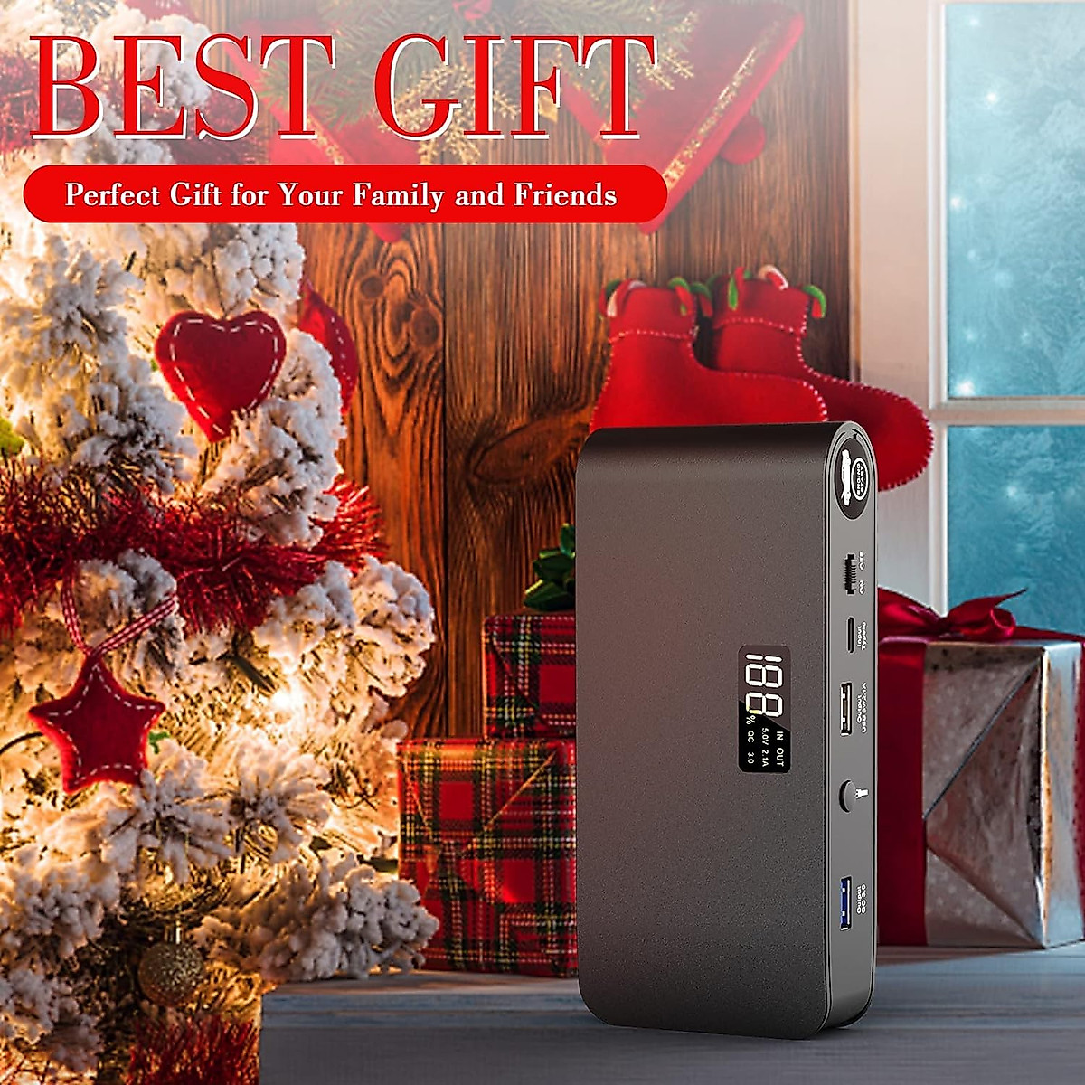 3000A Peak Battery Jump Starter 16000mAh Jump Pack 1600A Rated 12V with Jumper Cables, Portable Battery Booster with USB QC 3.0 PD 18W Fast Charging for Car 7.2L Gas/5.5L Diesel Engine