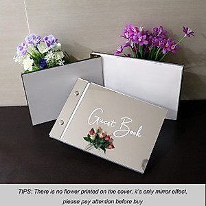 COKEENA Silver Wedding Guest Book with Acrylic Cover |10x7 inches| 50 Sheets Blank Paper (100 Pages), Modern Guest Book for Wedding Reception,Party or Events (Silver)