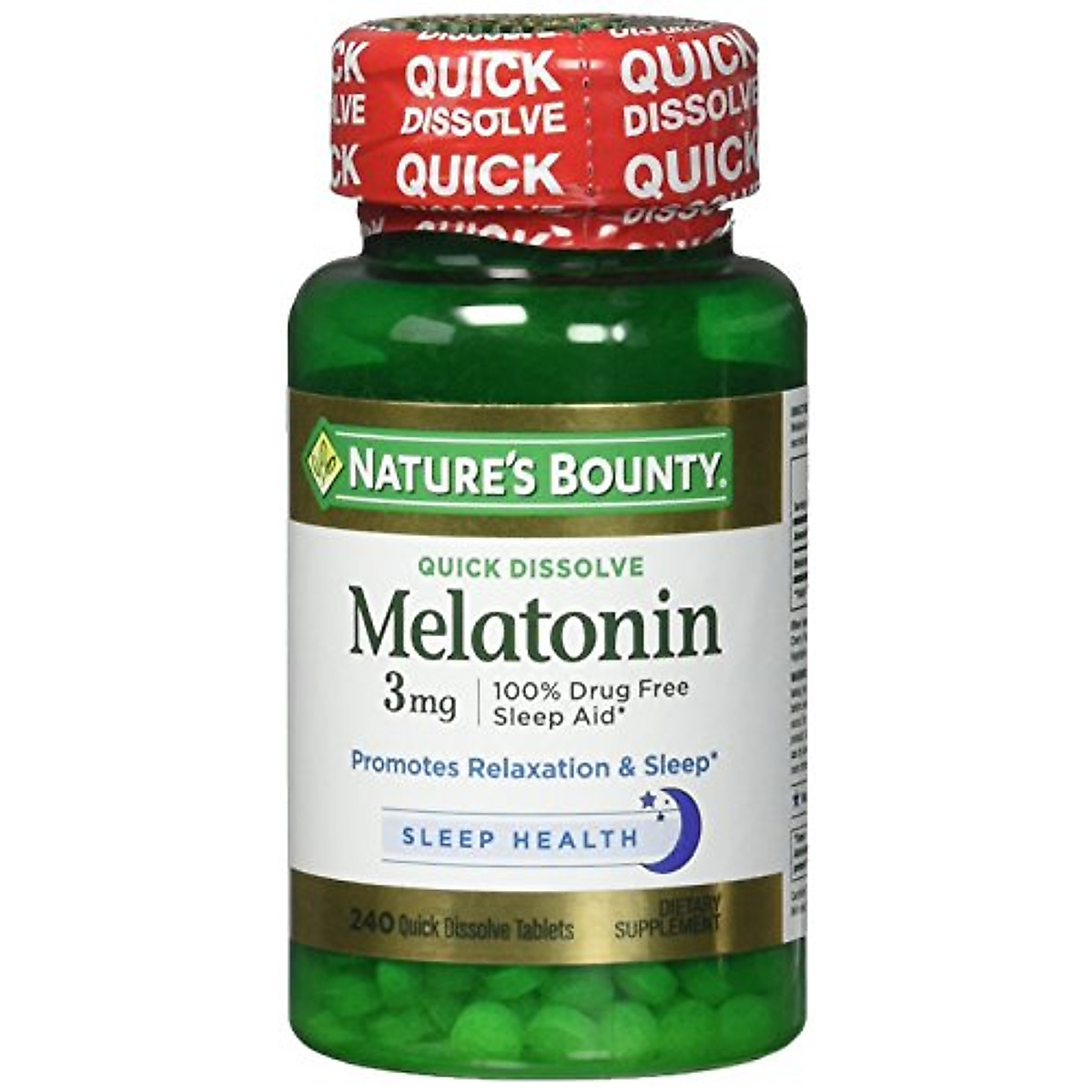 Natures Bounty Melatonin 3 Mg Quick Dissolve Tablets 240 Count (Pack of 3)