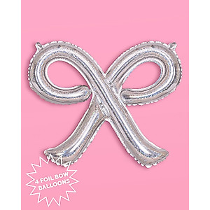 xo, Fetti Party Decorations Pink Latex + Iridescent Foil Bow Balloons - 20 pk | Bachelorette Decorations, Bow Birthday Party, Bridal Engagement Decor, Coquette Cute, Baby Shower, Tea Ribbon Decor