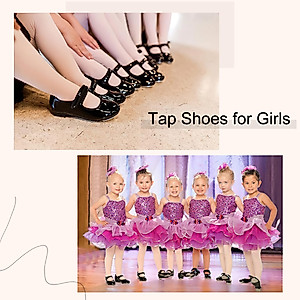 Stelle Tap Shoes for Girls Toddler Boys PU Leather Dance Shoes(Toddler/Little Kid/Big Kid)(Black,10MT)