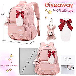 YOJOY Laptop Backpack 15.6 Inch School Bag Kids Elementary Primary Backpacks Large College Bookbags for Women Girls Teens Waterproof Travel Daypack (Pink)