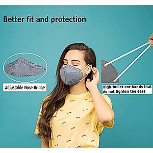 KN95 Face Mask 50 PCS, Grey Disposable Face Masks for Adults