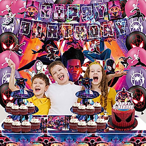 Black Spider Cupcake Stand, Miles Morales Birthday Party Supplies, Spider Hero Miles Dessert Stand Decorations, Superhero Cupcake Tower for Girls Boys Kids Baby Shower