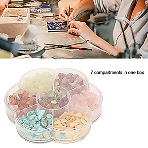 HERCHR Crystal Beads for Ring Making, Crystals Gemstone Beads for Jewelry Making, 7 Colors Crystal Ring Making Kit with Plastic Box for Jewelry Ring, Bracelets, Earring Making Supplies