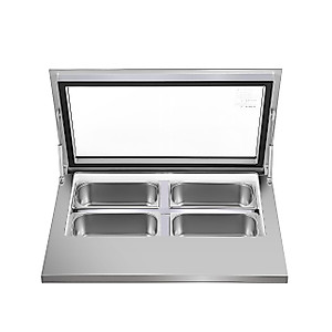 KoolMore AMZ1-GCDF-4P 31 in. Countertop Ice Cream Display case Glass Sneeze Guard in Stainless-Steel, 4 Gelato Pans