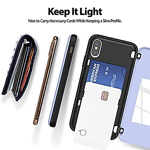 GOOSPERY Magnetic Secure Bumper Compatible with iPhone Xs Case/iPhone X Case, Card Holder Wallet Case, Easy Magnet Auto Closure Dual Layer Protection Sleek iPhone Case Sticky Mirror – Purple