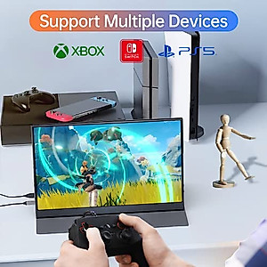 ForHelp 15.6inch Portable Monitor,1080P USB-C HDMI Second External Monitor for Laptop,PC,Mac Phone,PS,Xbox,Swich,IPS Ultra-Thin Zero Frame Gaming Monitor/Premium Smart Cover