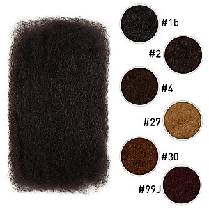FASHION IDOL Afro Kinkys Bulk Human Hair for Dreadlock Extensions Loc Repair Braiding Twist Tight Afro Kinky Human Hair for Locs 1 Pack 50 Gram 1.8 Oz Natural Black