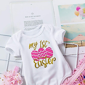 AGQT Baby Girls 1st Easter Outfit Set 3Pcs Bodysuit with Pink Polka Dot Tutu Skirt Size 0-3 Months(59)