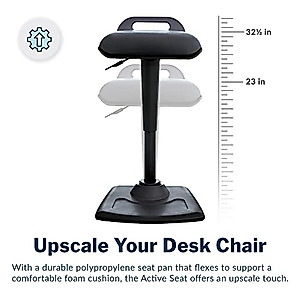 Vari Active Seat - Adjustable Standing Desk Chair - Ergonomic Wobble Office Desk Stool w/Dynamic Range of Motion - Encourage Good Posture - Portable Stools & Fully Assembled - Active Chairs for Adults